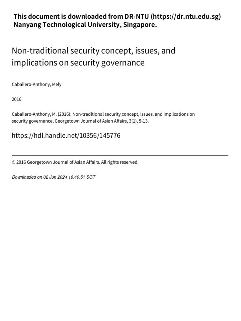 Non-Traditional Security Concept, Issues, and Implications On Security ...