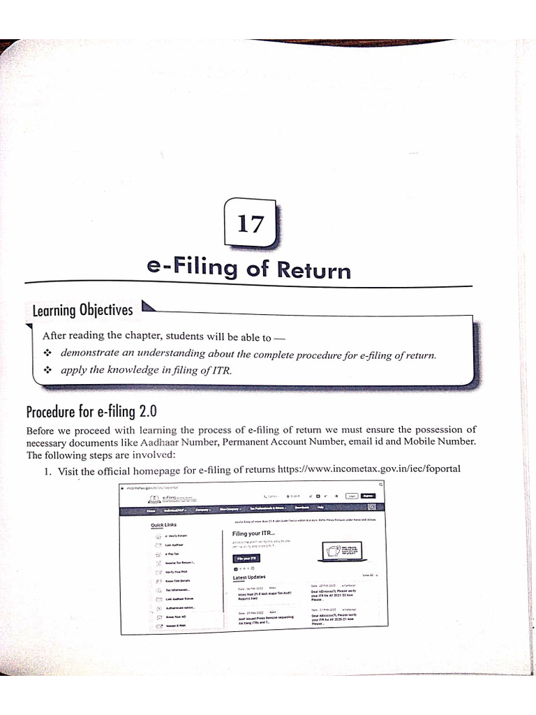 Chapter 17 E-Filing of Return | PDF