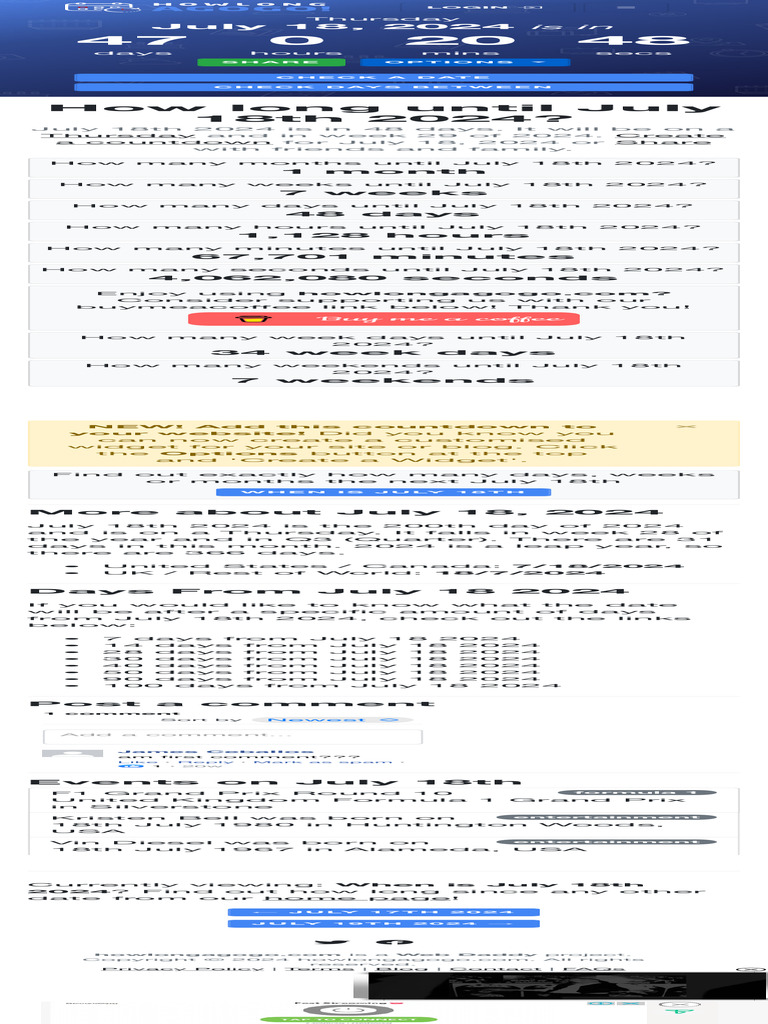 How Long Until July 18th 2024 | PDF | Auto Racing | Motorsport Competitions