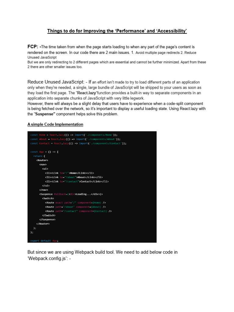 Improving Lighthouse Report | PDF
