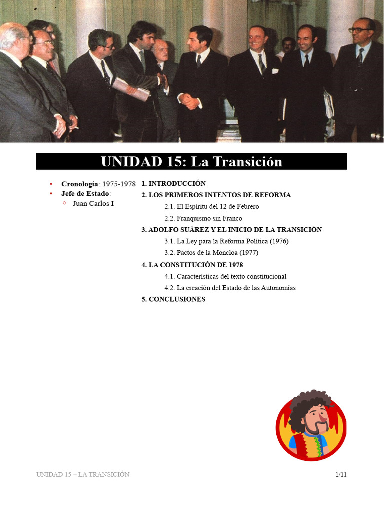 Unidad 15 La Transición 1975 1978 Pdf España Franquista Gobierno