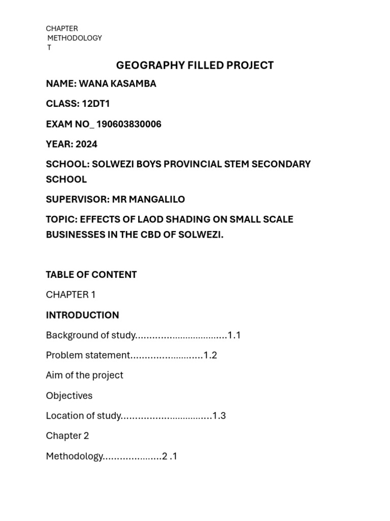 Geography Filled Project: Methodology T | PDF | Methodology | Nature