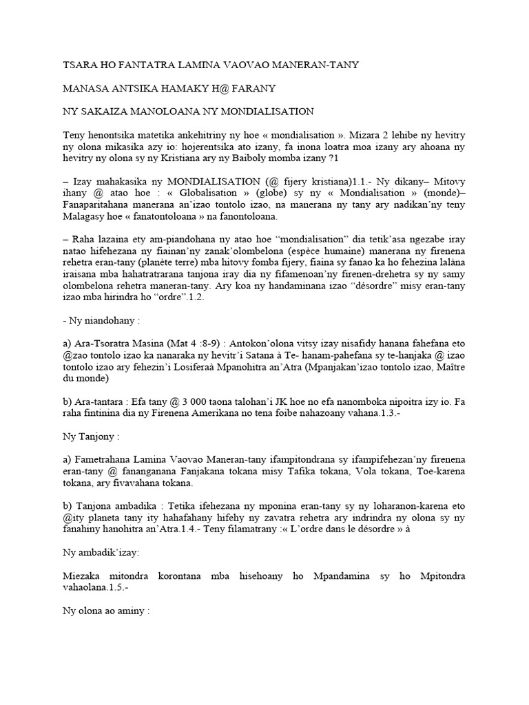 Tsara Ho Fantatra | PDF