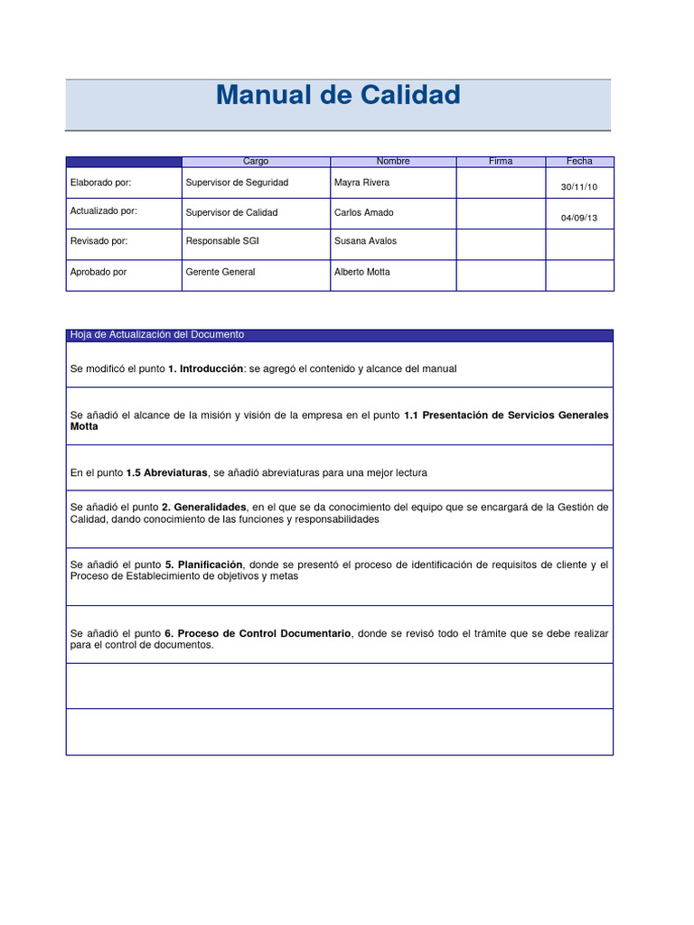 SGMmn002_Manual de Calidad | Descargar gratis PDF | Calidad (comercial) | Sistema de manejo de ...