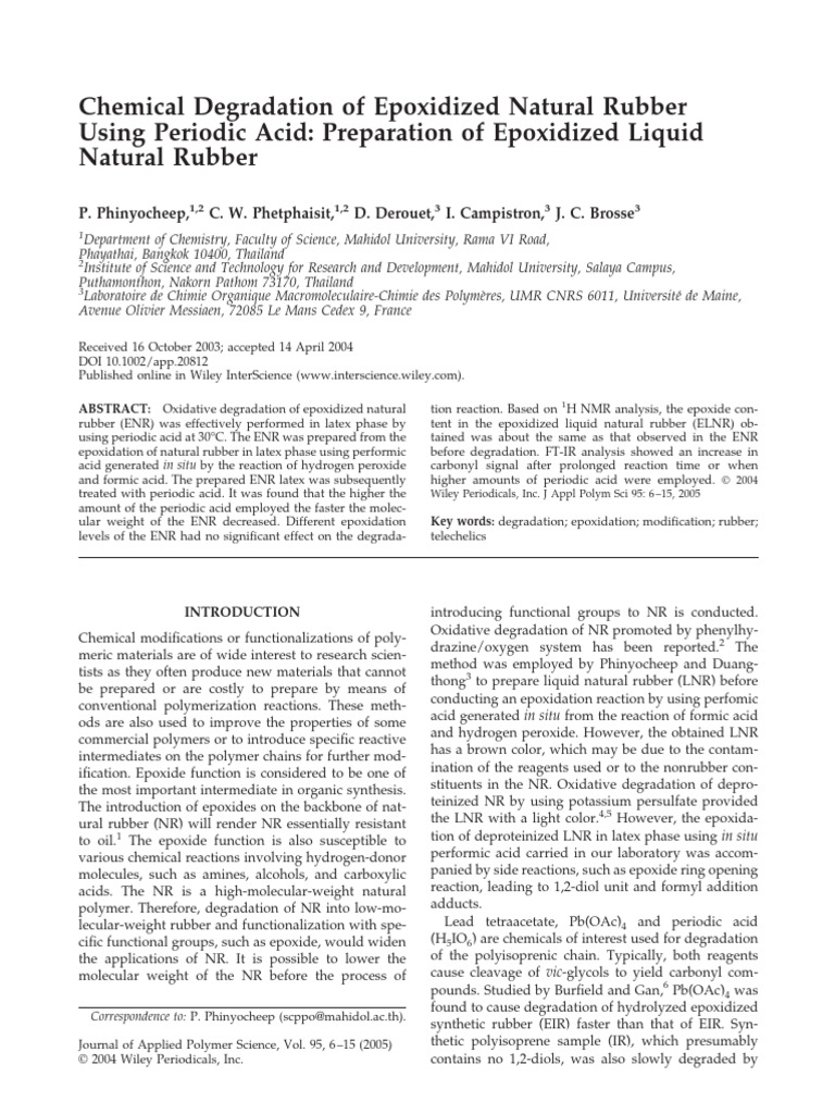 (2004) - Chemical Degradation of Epoxidized Natural Rubber Using ...