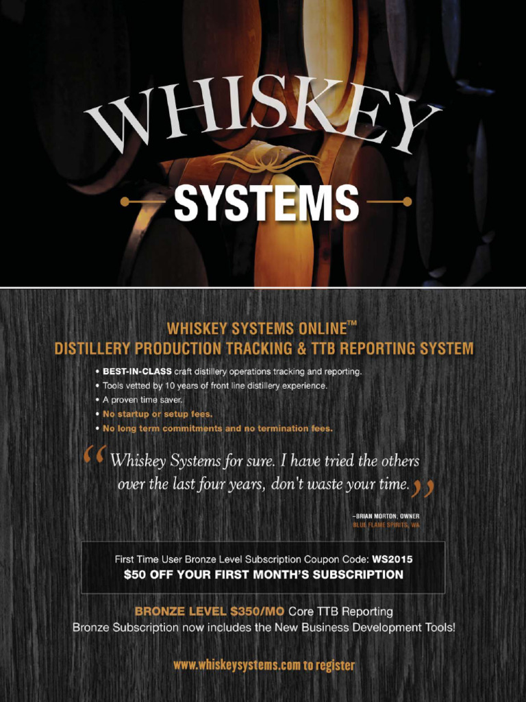 Whiskey Systems Craft Distillery Operations and TTB Reporting System Brochure | PDF
