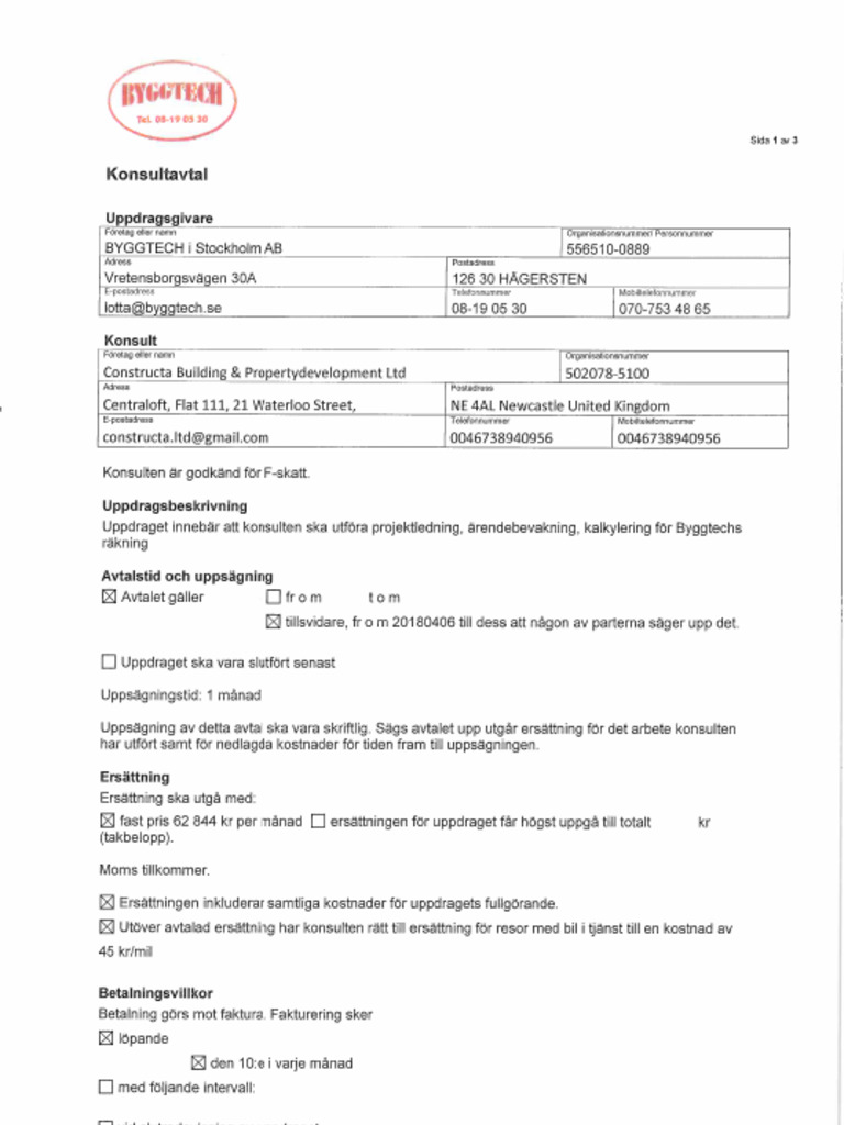 Avtal Byggtech | PDF