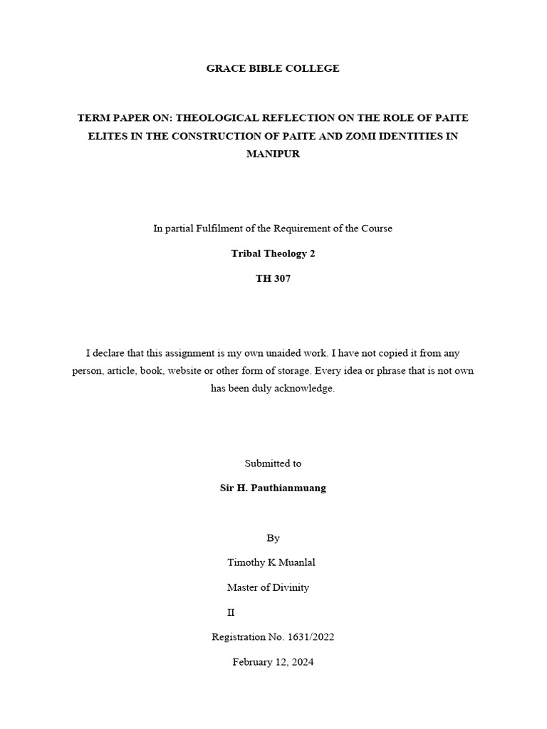 Tribal Theo Term Paparr707 | PDF | Foreign Language Studies