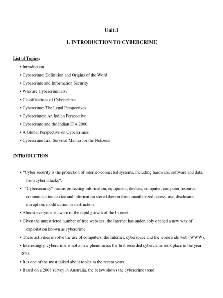 Cyber Security Unit 1 Notes Pdf Spamming Cybercrime