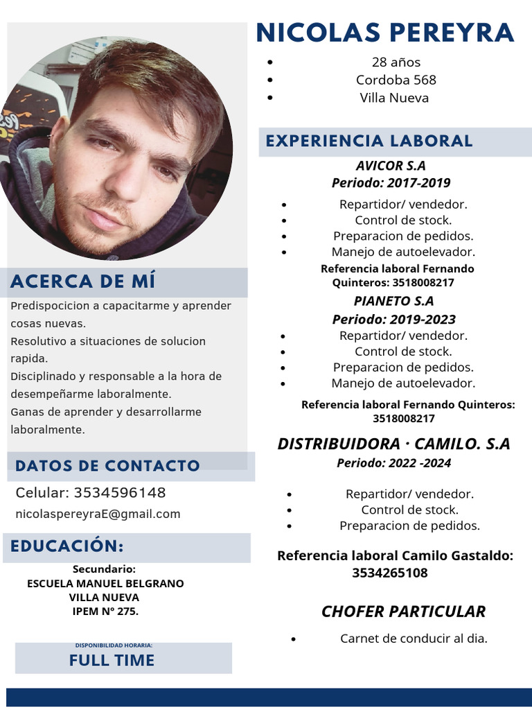 Curriculum Nicolas Pereyra | PDF