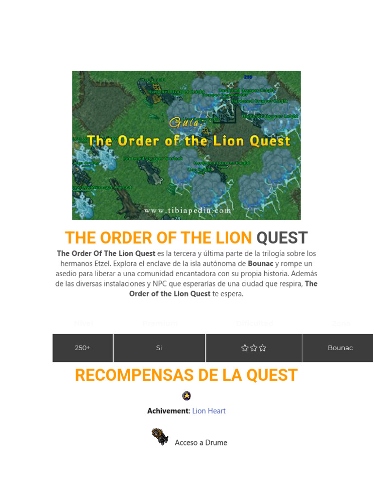 The Order of the Lion Quest | PDF