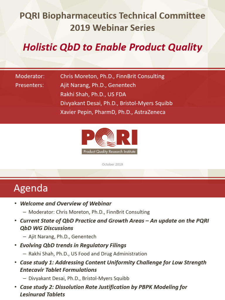 Final Slides BTC Webinar Holistic QBD 101019 | PDF | Tablet (Pharmacy ...