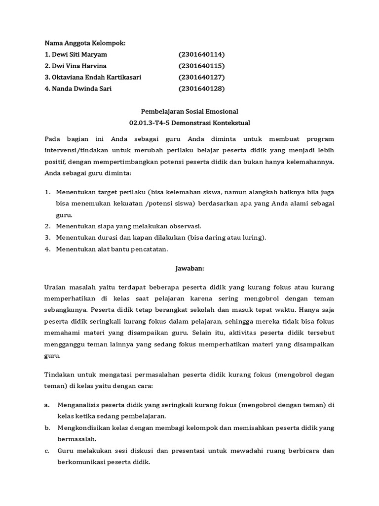 T4 Demonstrasi Kontekstual - PSE - Dewi Siti Maryam - 2301640114 | PDF
