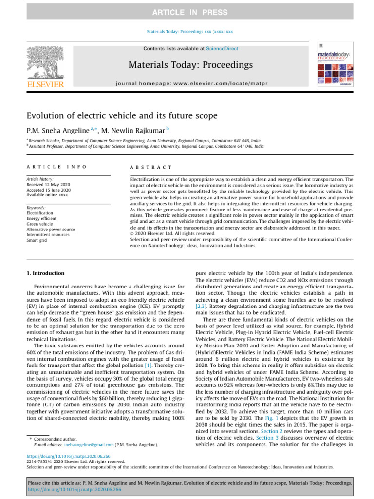 Evolution of Electric Vehicle and Its Future Scope | PDF | Electric ...