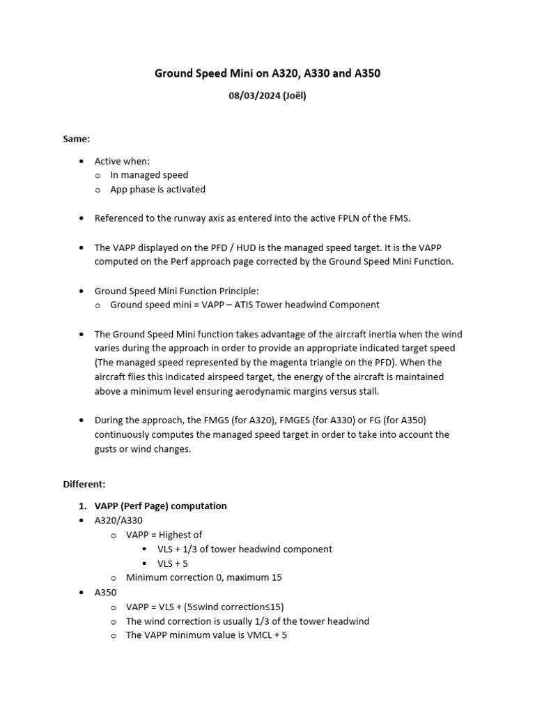 Ground Speed Mini On A330 and A350 | PDF | Aerospace | Aircraft