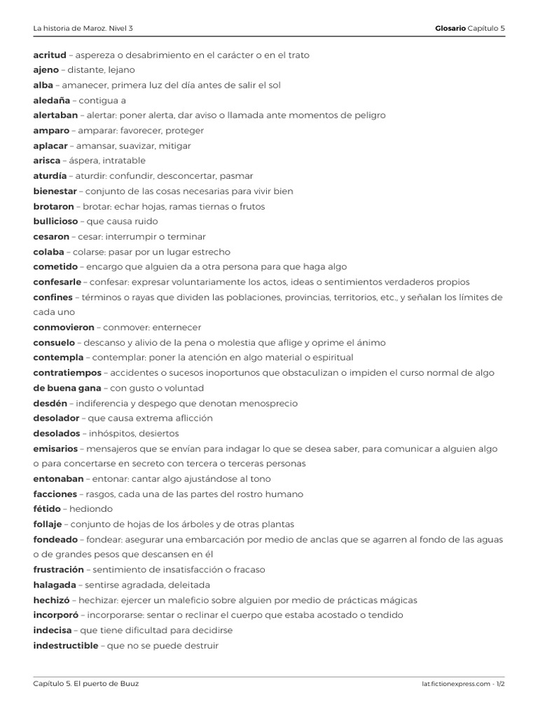 Glosario La Historia de Maroz Capitulo 5 | PDF