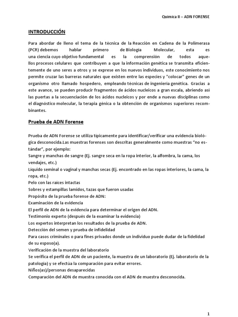 ADN Forense | PDF | Secuencia ADN | Primer (Biología Molecular)