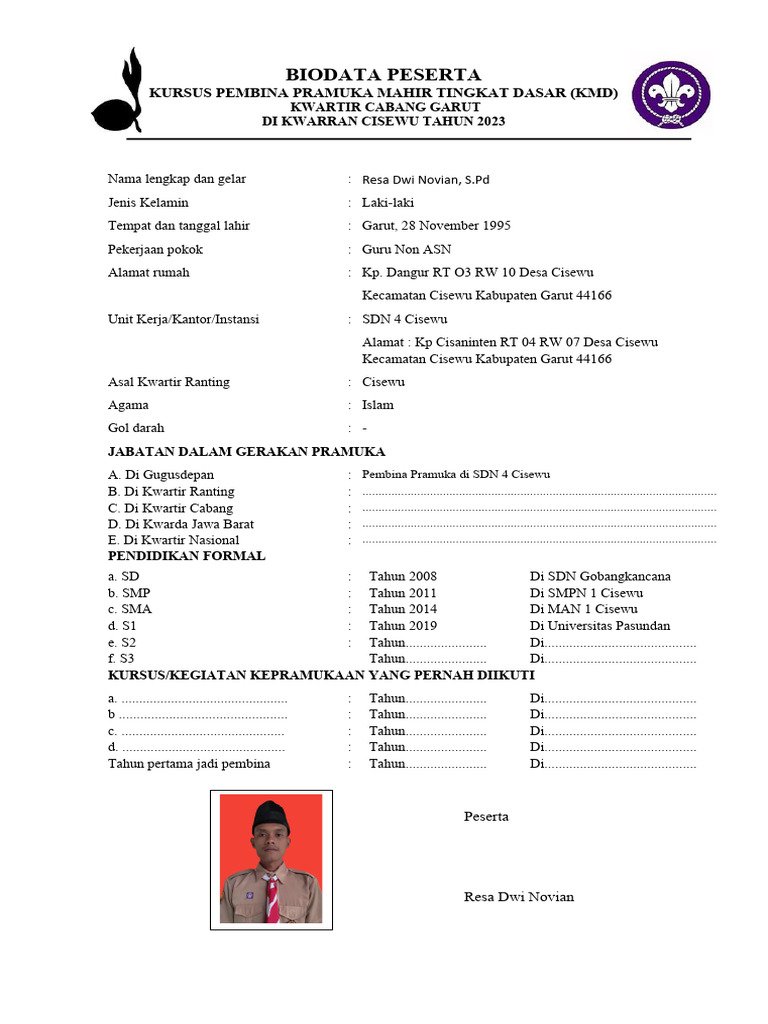 Biodata Peserta KMD | PDF