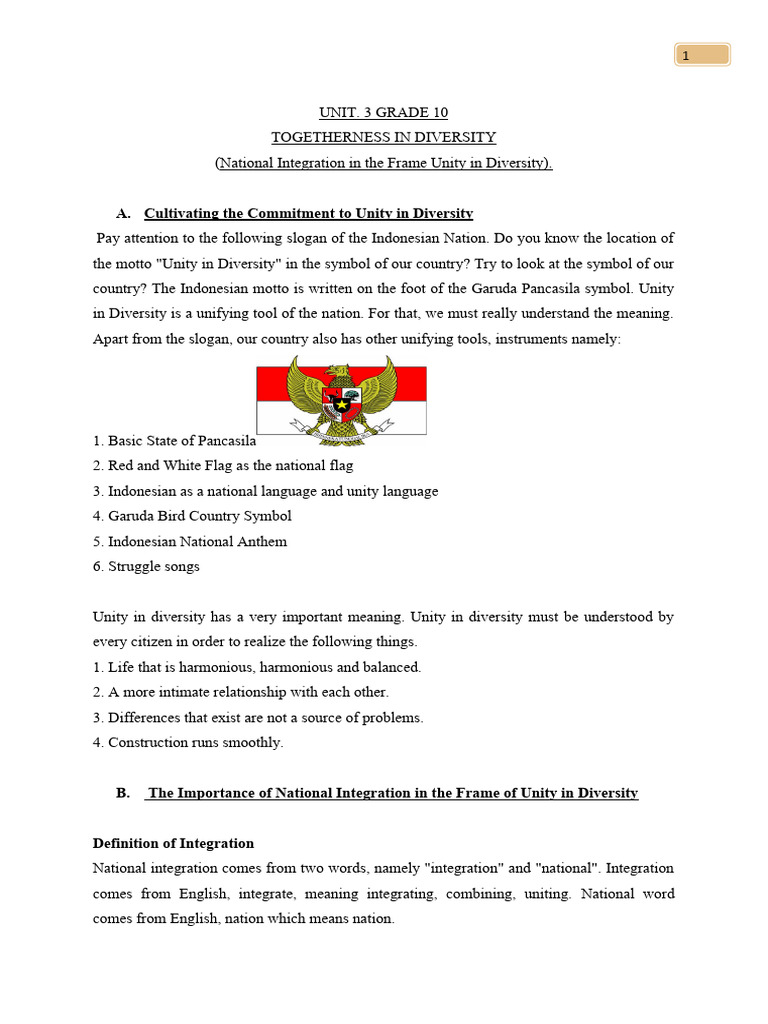 National Integration and Unity in Diversity | PDF | National Security ...