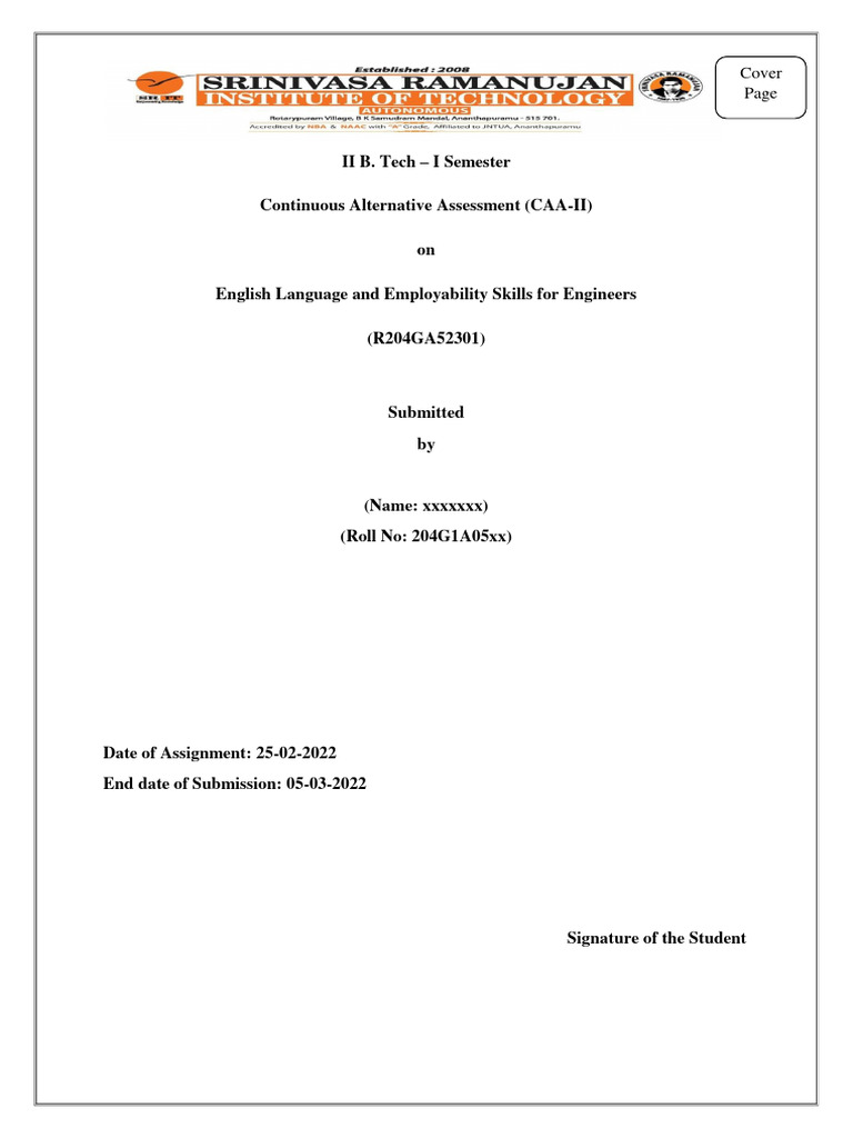 Ajay Kishore G - Elese - Caa-Ii - Assignment - Ii-I - R20 - Cse-A | PDF | Cognition | Cognitive ...