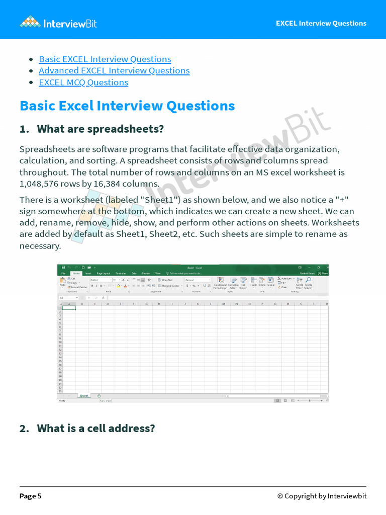 Excel Interview Questions 1715056156 | PDF | Microsoft Excel | Spreadsheet