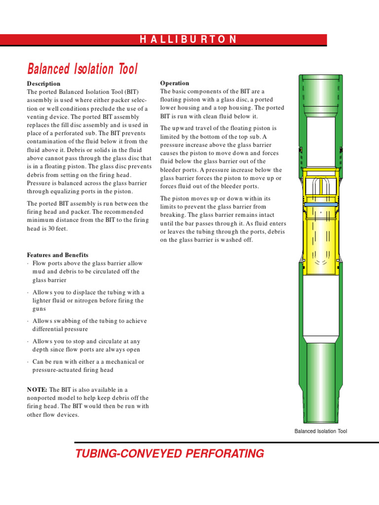 Balanced Isolation Tool: Halliburton | PDF | Piston | Pipe (Fluid Conveyance)