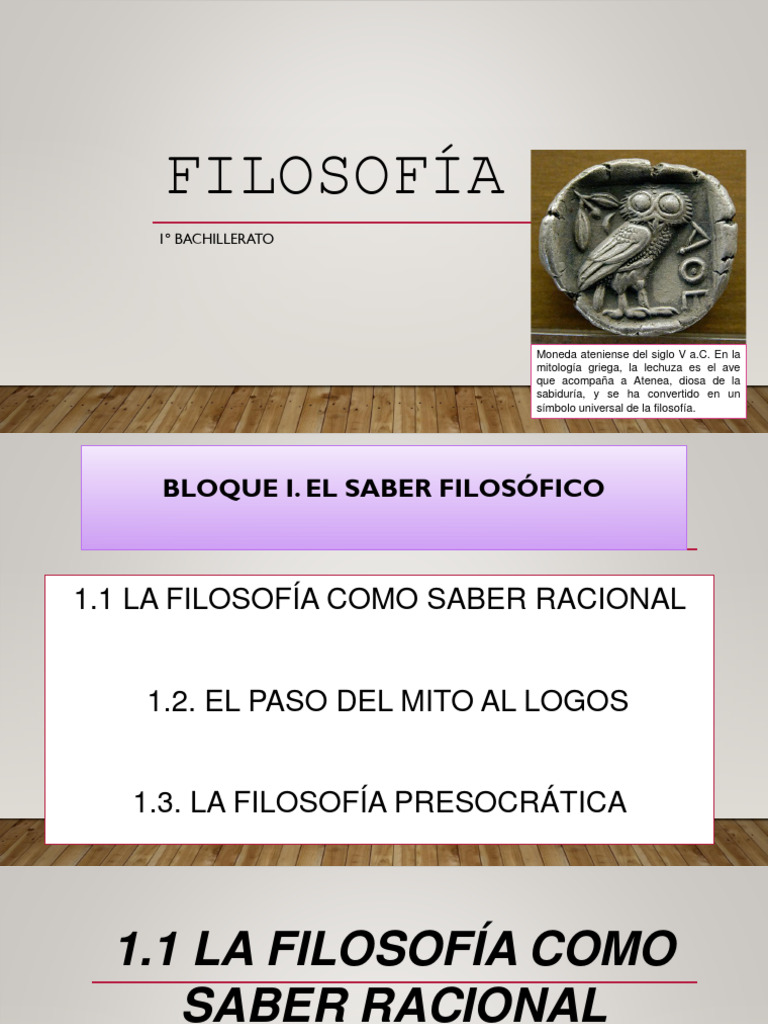 1.1 La Filosofía Como Saber Racional | PDF | Conocimiento | Realidad
