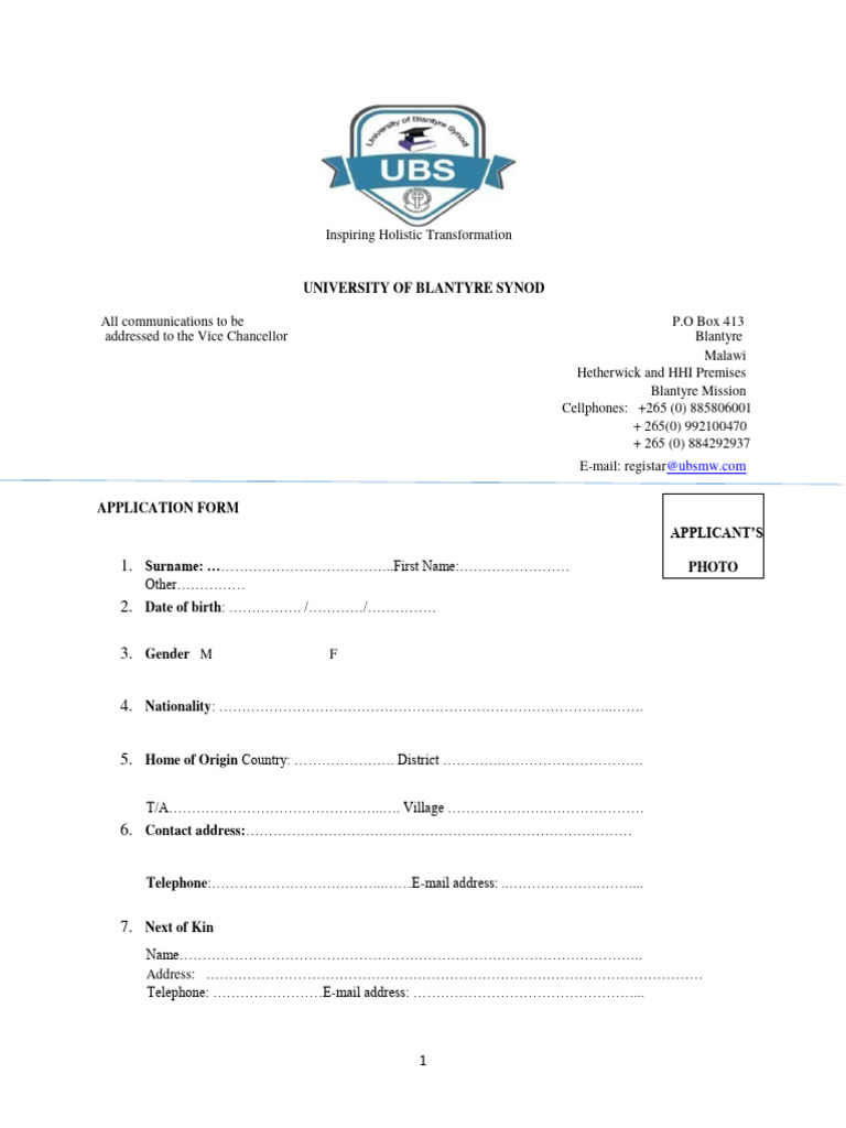 New Ubs Application Form | PDF | Bachelor's Degree | Diploma