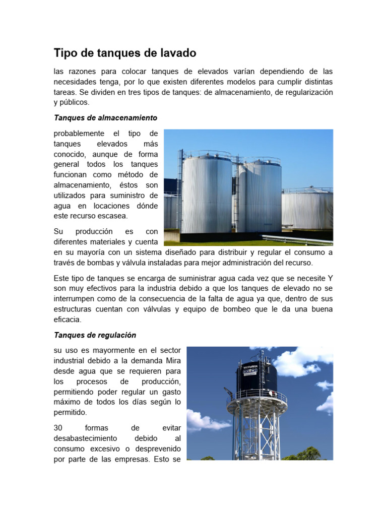 Tipo de Tanques de Lavado | PDF | Agua | Acero