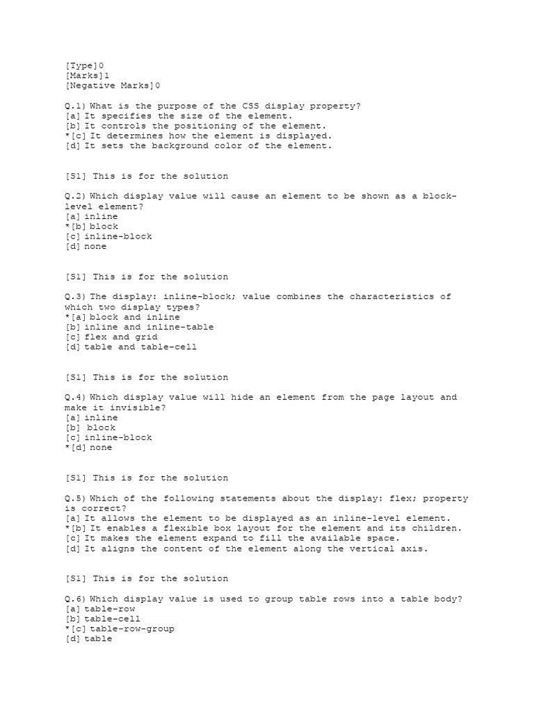 CSS MCQ Set Paper 5 | PDF | Html Element | Computer Programming