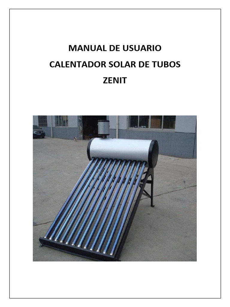 Manual de Usuario Solar Zenit | PDF | Tubo vacío | Agua