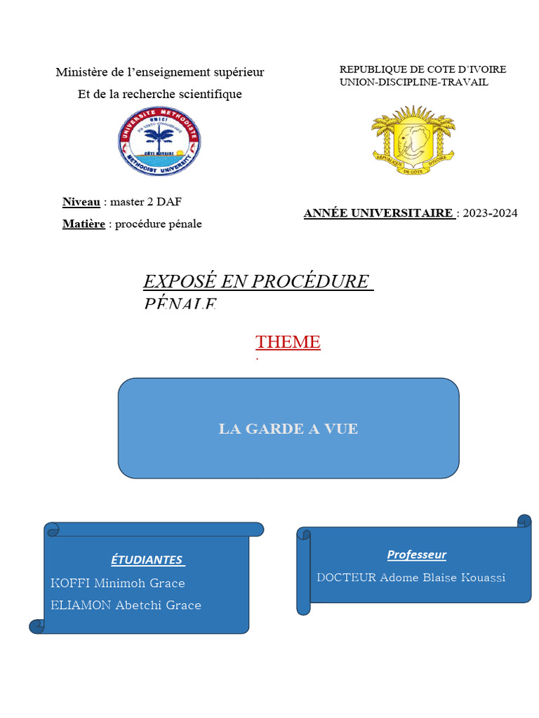 Régime de la garde à vue en Côte d'Ivoire | PDF | Crime et violence ...