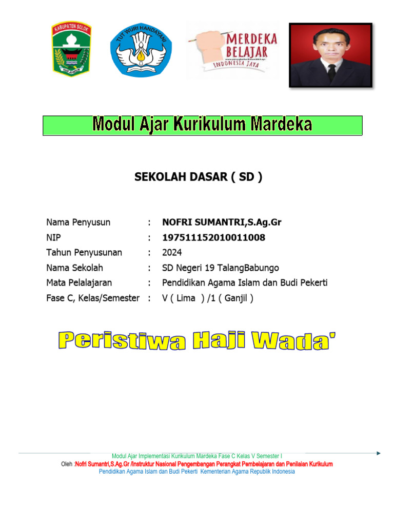 Modul Ajar Kelas 5 Bab 5 Peristiwa Haji Wada'Docx | PDF