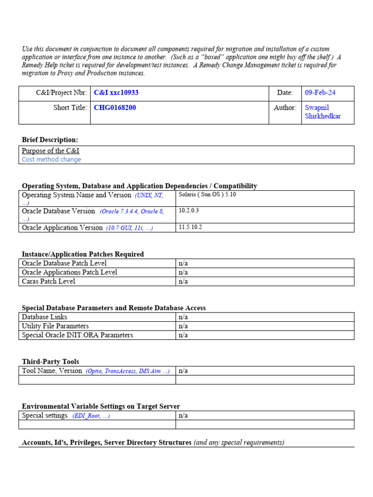 Migration Detail Plan - CHG0168200 - 1099 - v3 | PDF | Databases ...