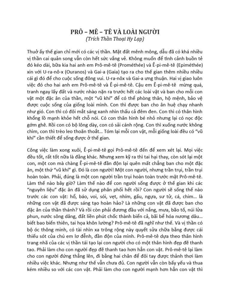 PRÔ-MÊ-TÊ-VÀ-LOÀI-NGƯỜI | PDF