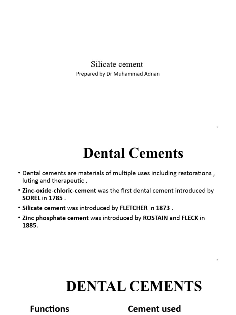 Overview of Silicate Cement in Dentistry | PDF | Chemical Substances ...