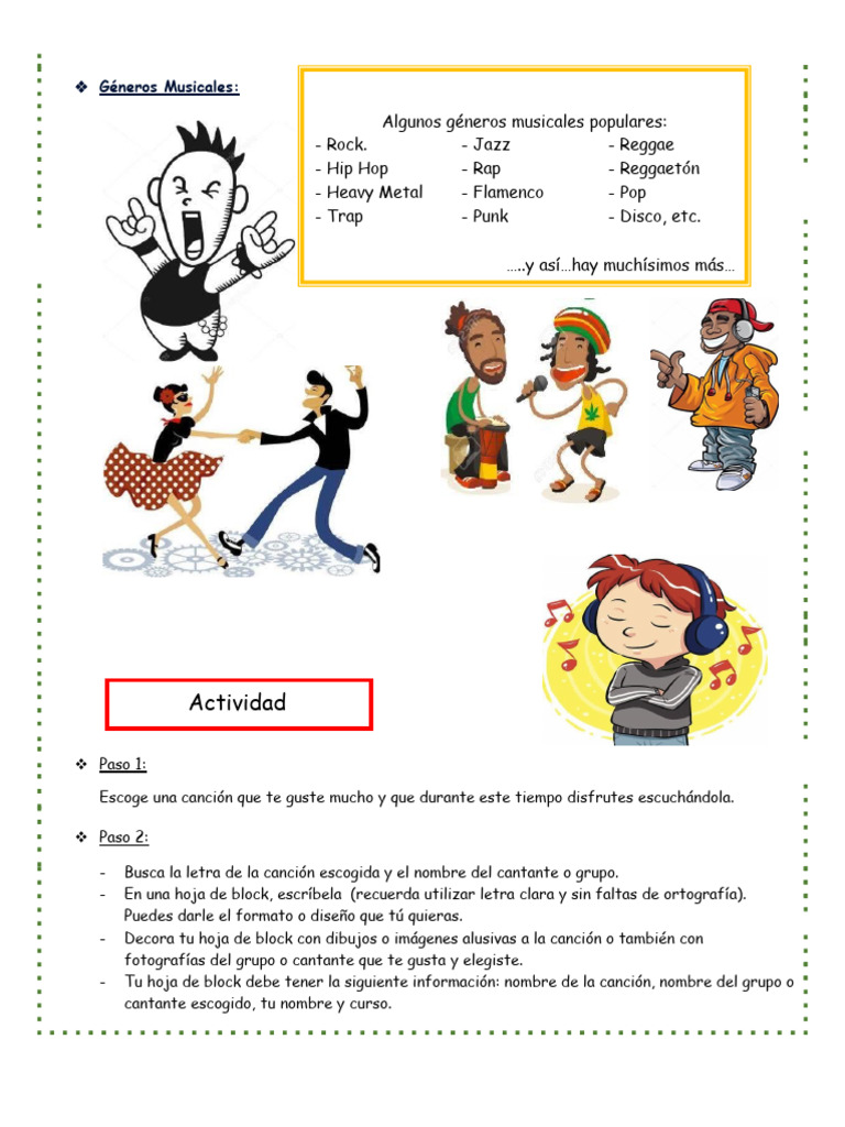 Mi Gusto Musical y Actividades | PDF | Canciones | Música hip-hop