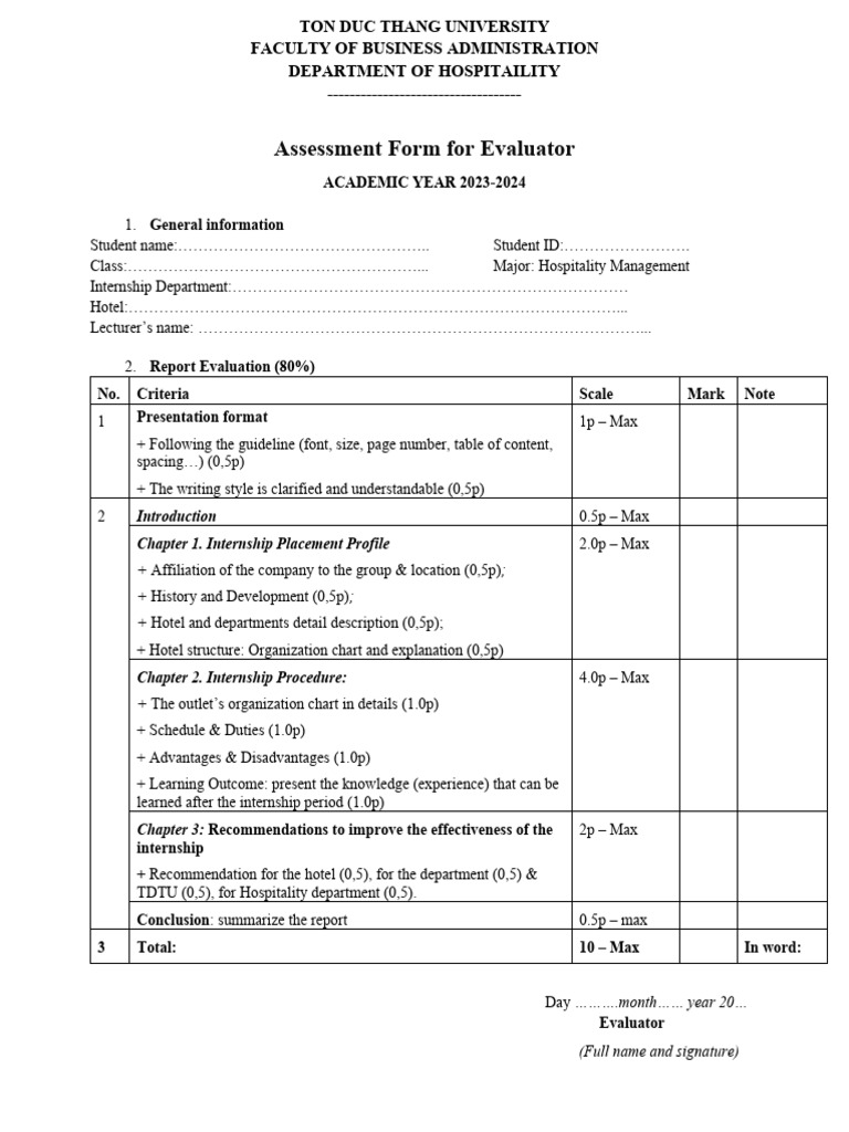 Internship Evaluation Form 2023-2024 | PDF | Behavior Modification | Learning