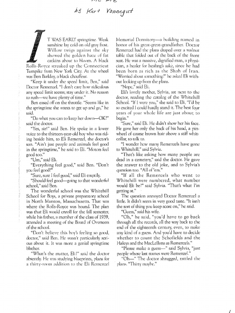 The Lie by Vonnegut | PDF