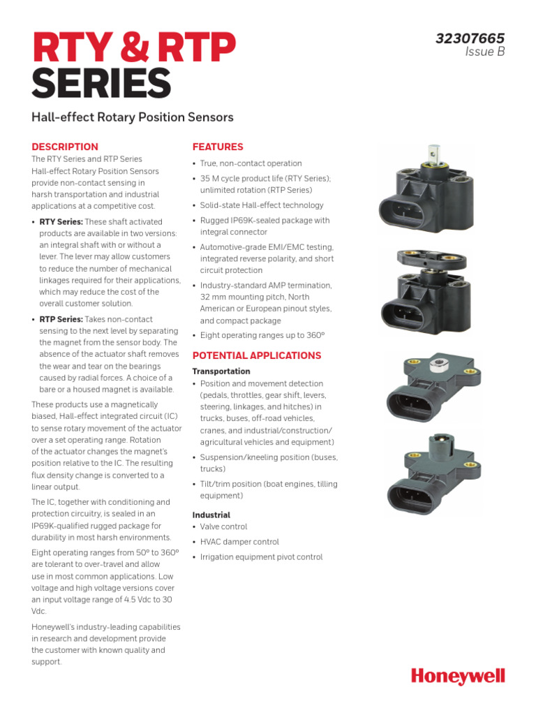 Ty Series RTP Series Datasheet 32307665 B en Ciid 154842 | PDF | Actuator | Accuracy And Precision