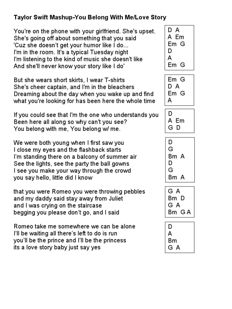 Taylor Swift Mashup Chords Guide | PDF | Entertainment (General)