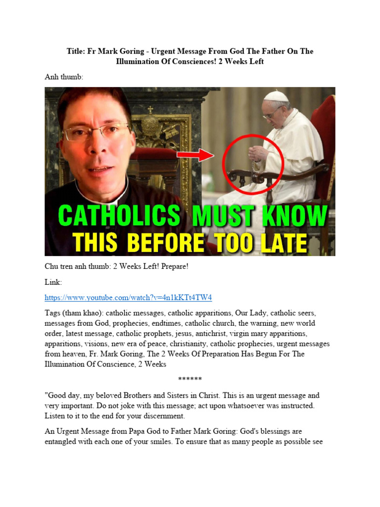 T2666. FR Mark Goring - Urgent Message From God The Father On The ...