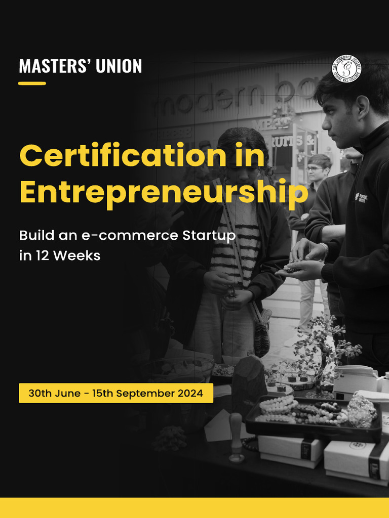 Certification in Entrepreneurship-Brochure | PDF | Entrepreneurship | E Commerce