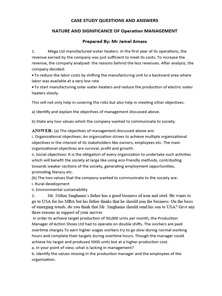 Case Study QSN and Answers | PDF | Employment | Overtime