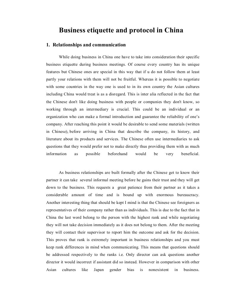 Business Etiquette and Protocol in China | PDF | Negotiation | Etiquette