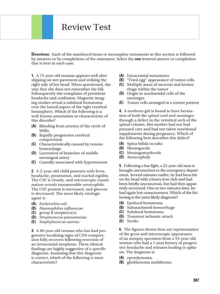 BRS Pathology Review Test Insights | PDF | Parkinson's Disease ...