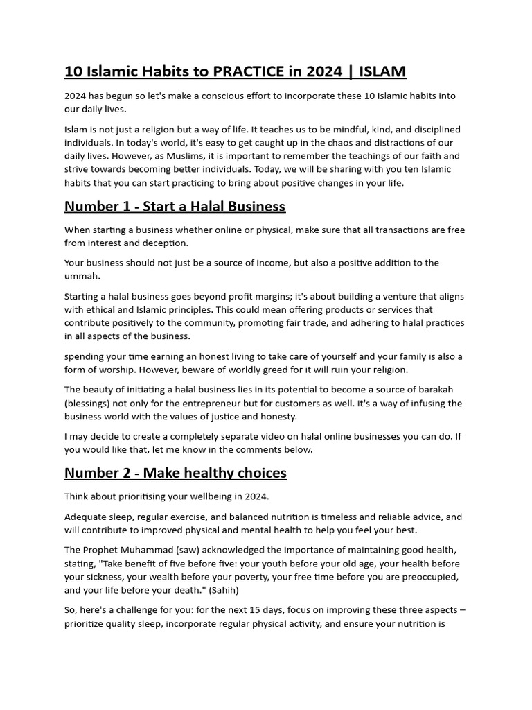10 Islamic Habits To PRACTICE In 2024 PDF Muhammad God In Islam