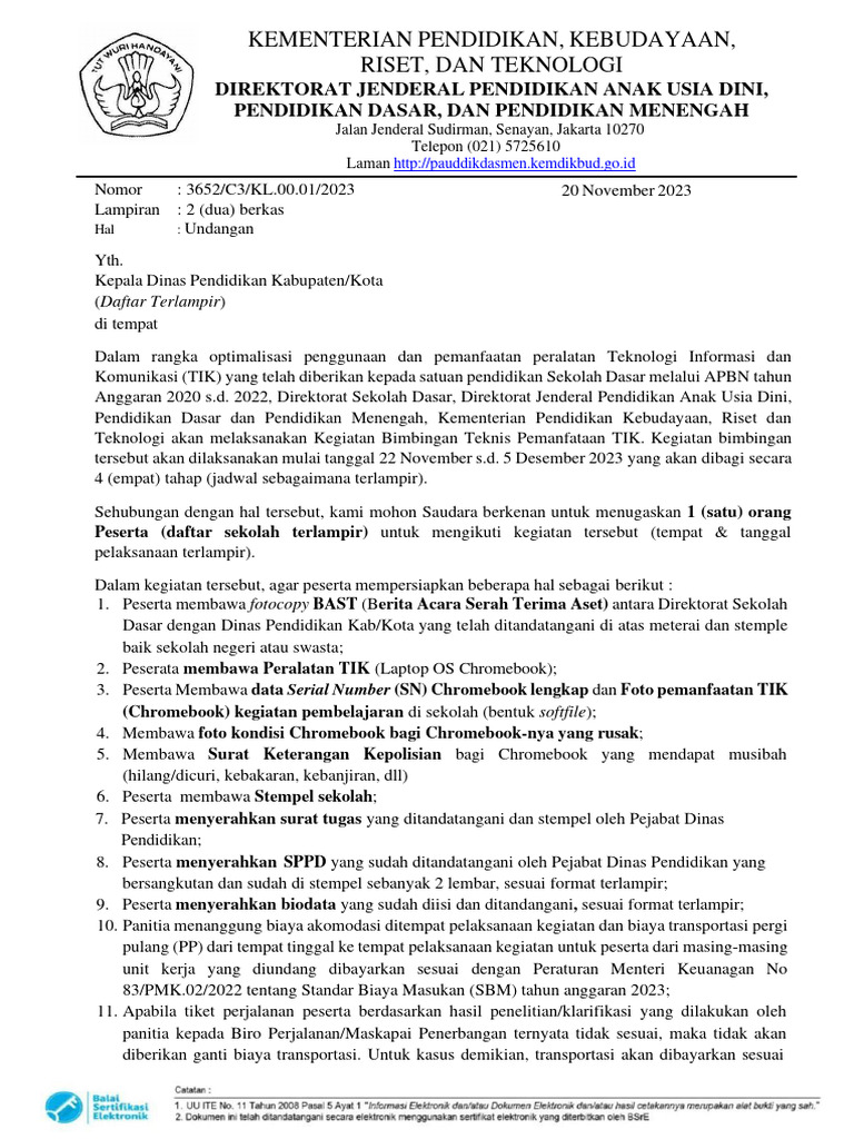 Undangan Bimtek Pemanfaatan TIK | PDF