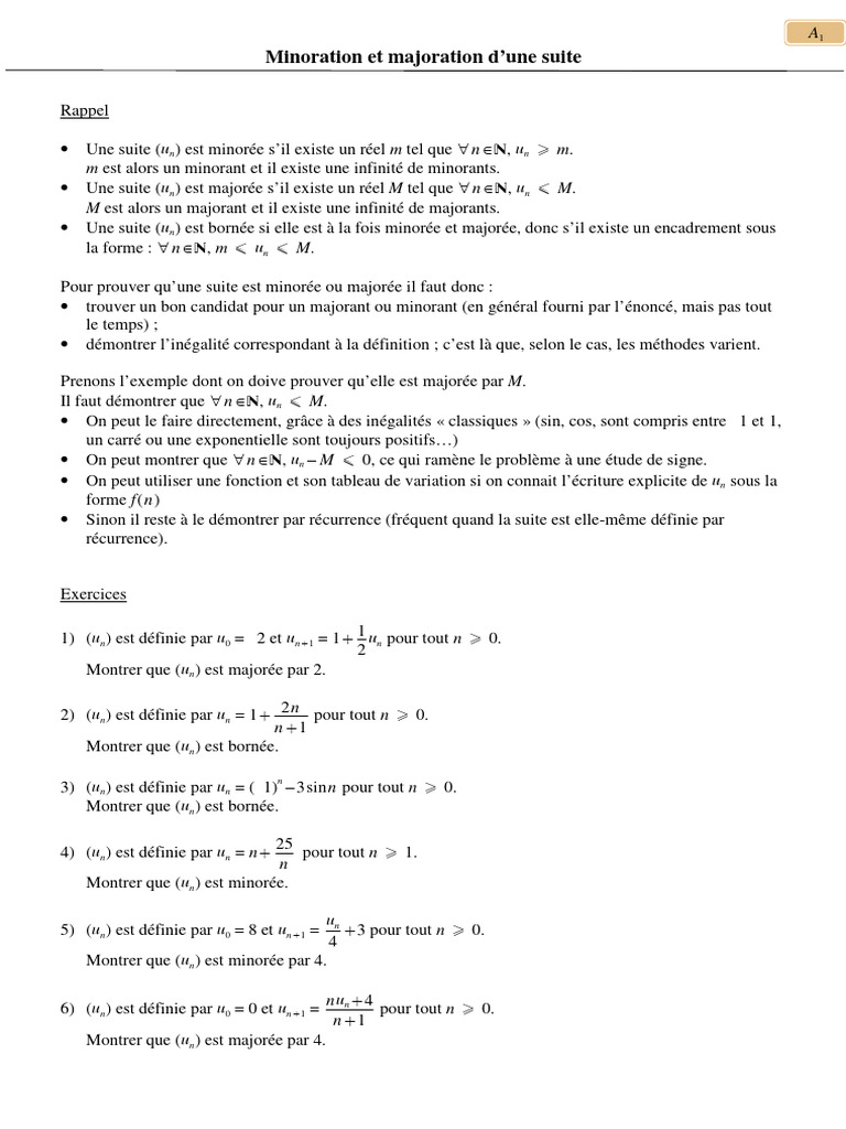 Minoration et majoration de suites | PDF | Objets mathématiques ...