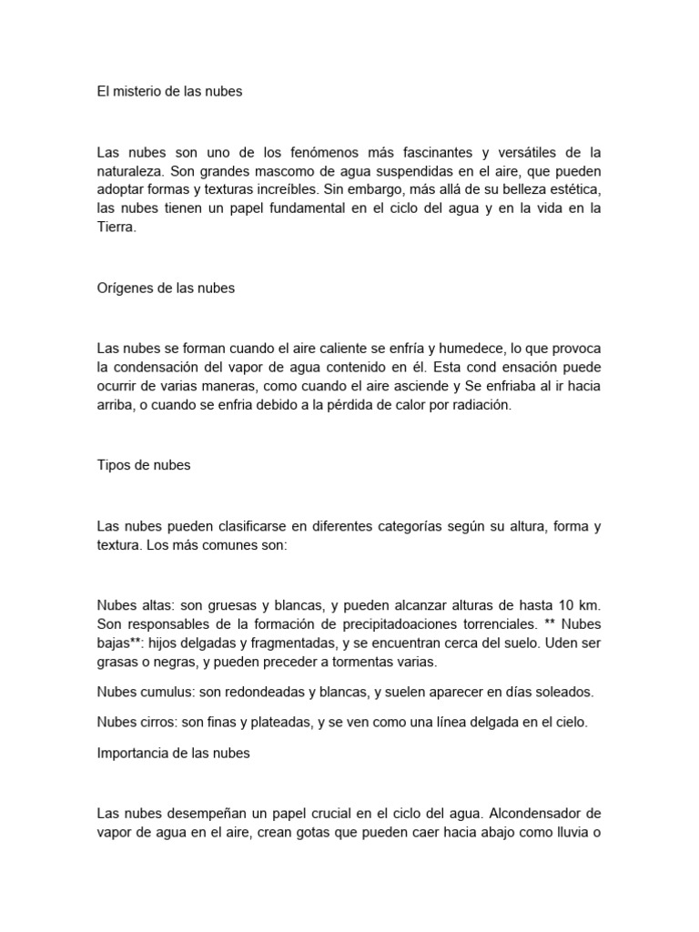 Las Nubes | PDF | Nube | Agua